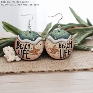 Beach Earring SVG Laser Cut File: Ocean Digital Download - Etsy