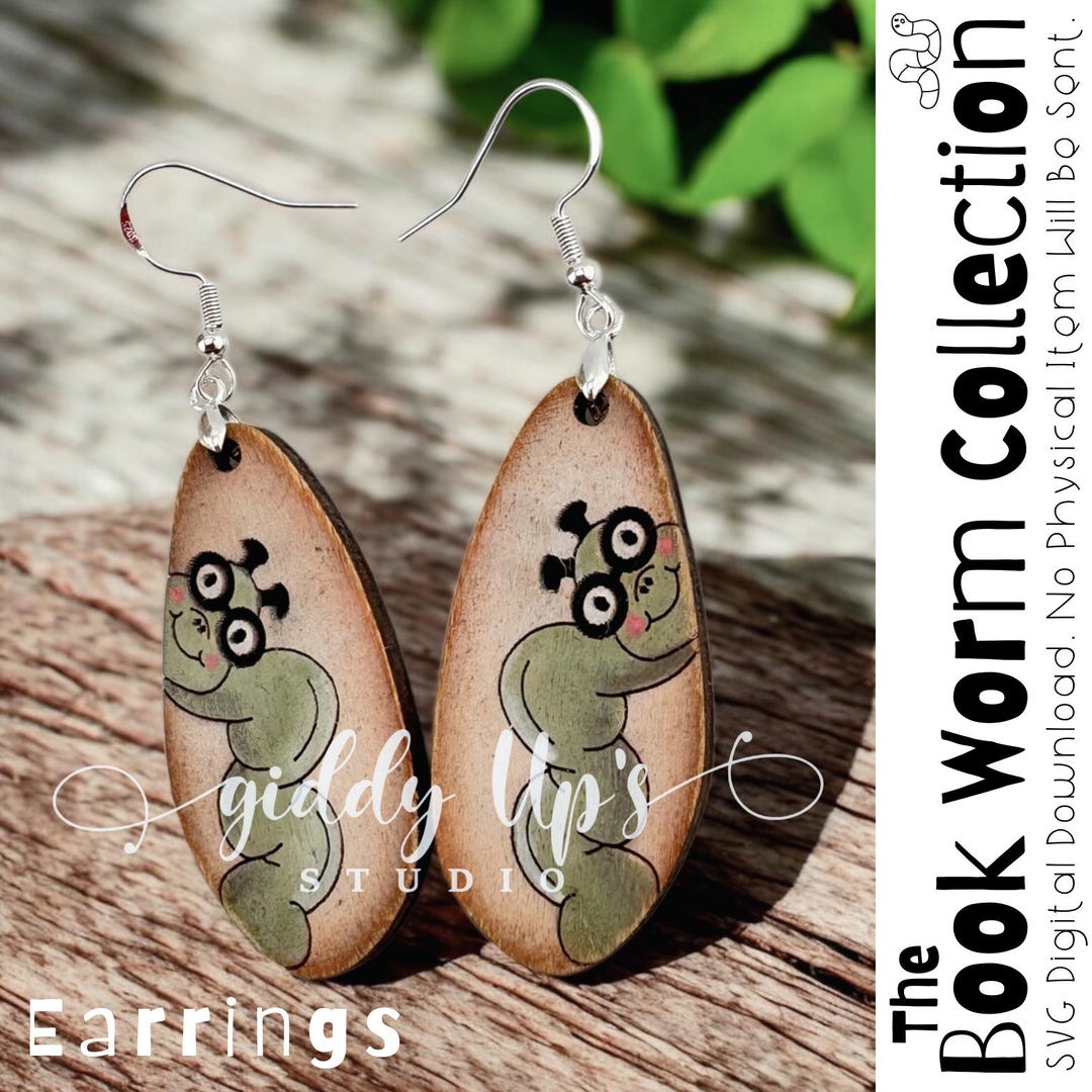 Bookworm Earrings SVG: Library Laser Cut File (digital Download) - Etsy