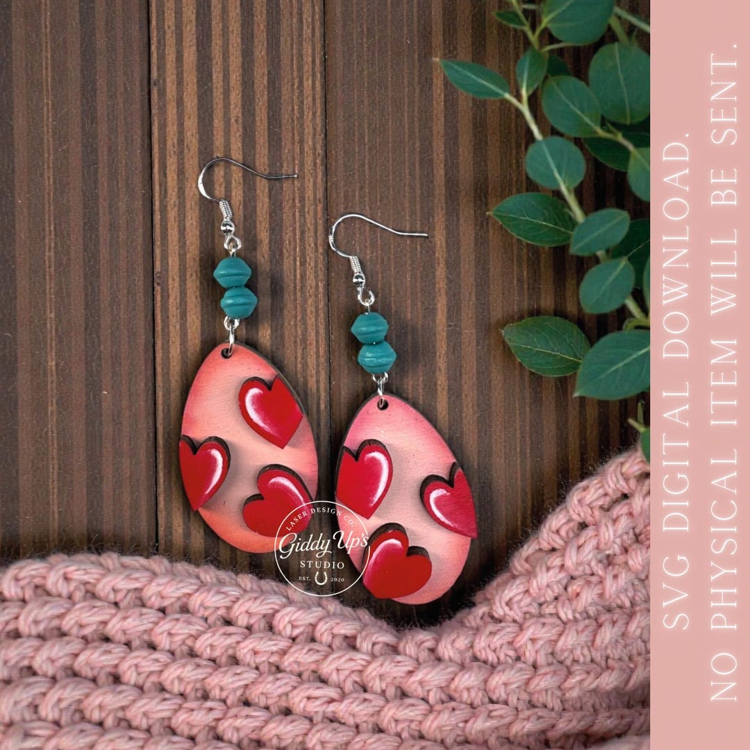 Valentine Heart Earring SVG File | Valentines Day Glowforge SVG Files ...