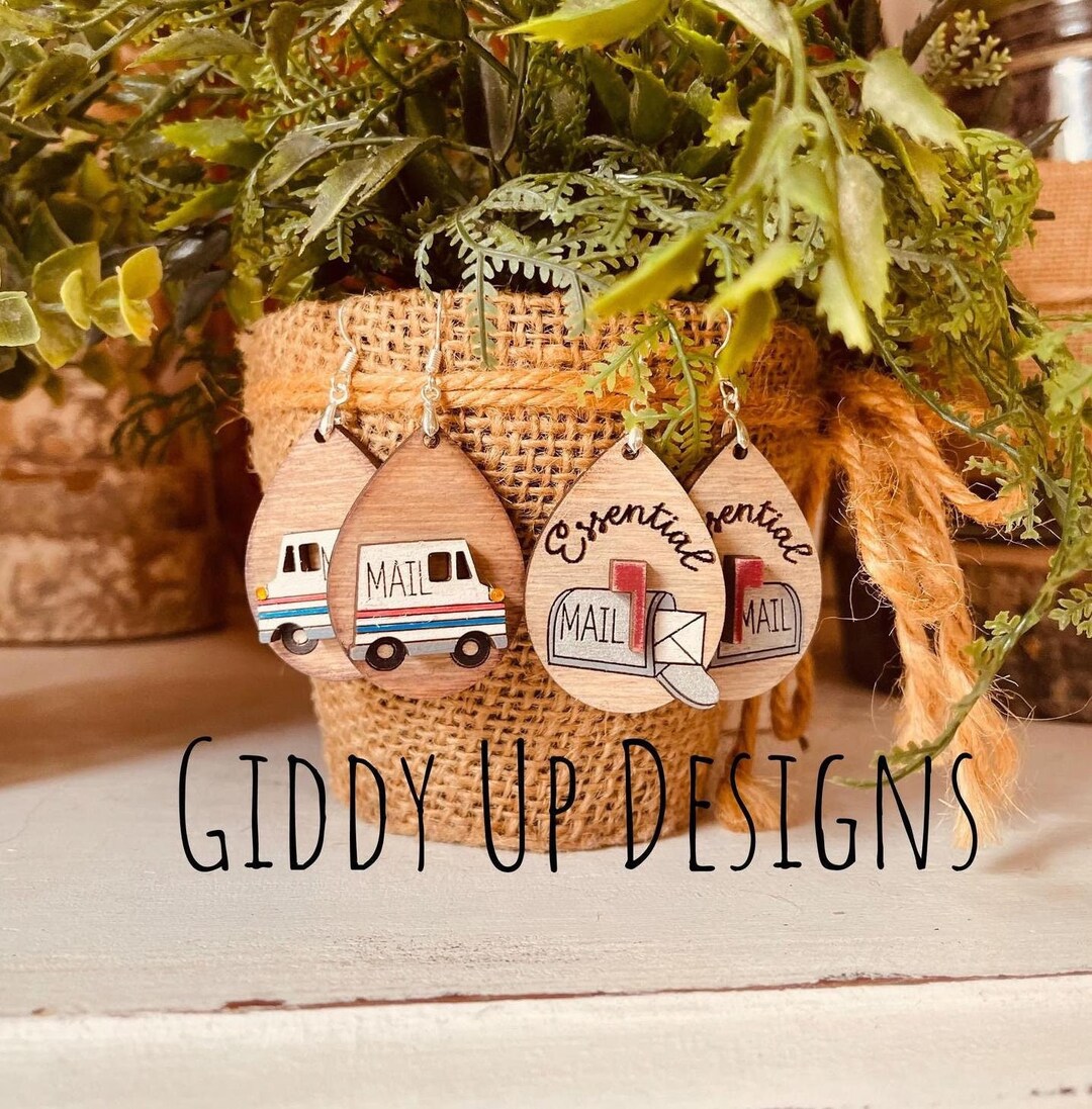 Mail Earring SVG Bundle: Postmaster Postal Service Files (glowforge) - Etsy