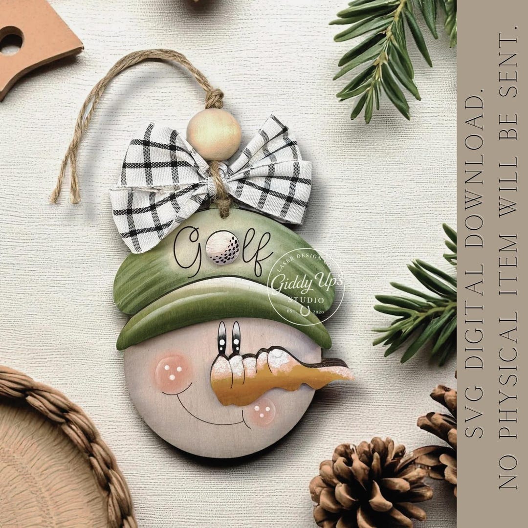 Golf Snowman Christmas Ornament SVG File - Glowforge Laser Cut File - Etsy