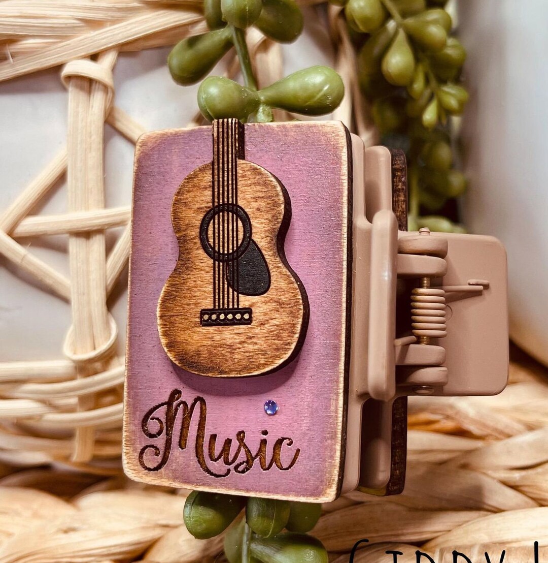 Guitar Hair Clip SVG: Laser Cut File, 2" Claw Clip Design - Etsy