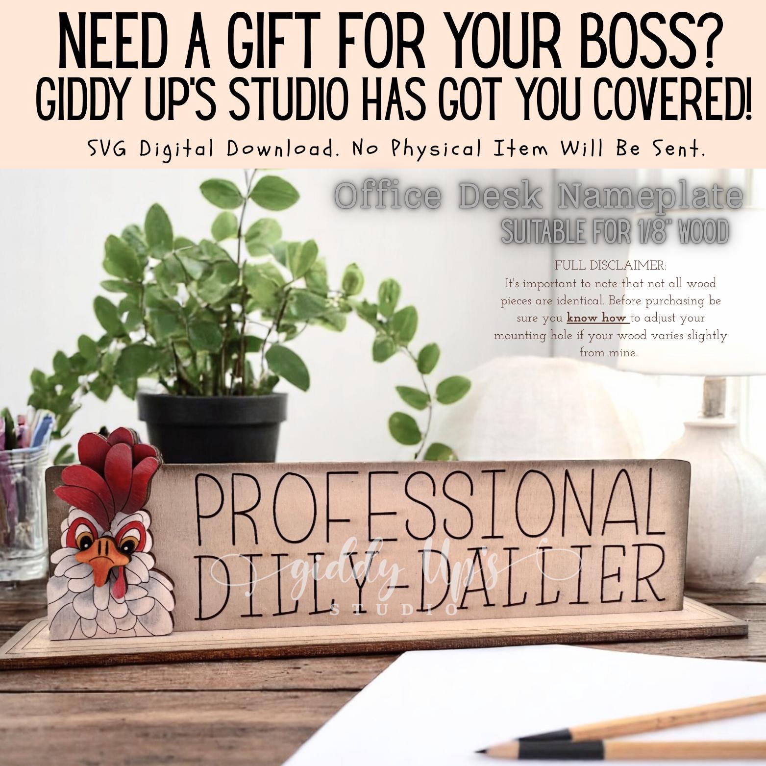 Chicken Desk Display Stand SVG File: Glowforge Office Sign (digital ...