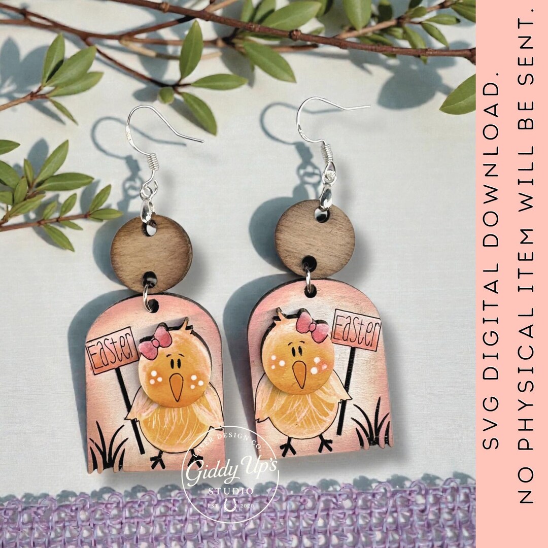 Easter Chicken Earrings SVG| Baby Chick Laser Cut Design File - Etsy