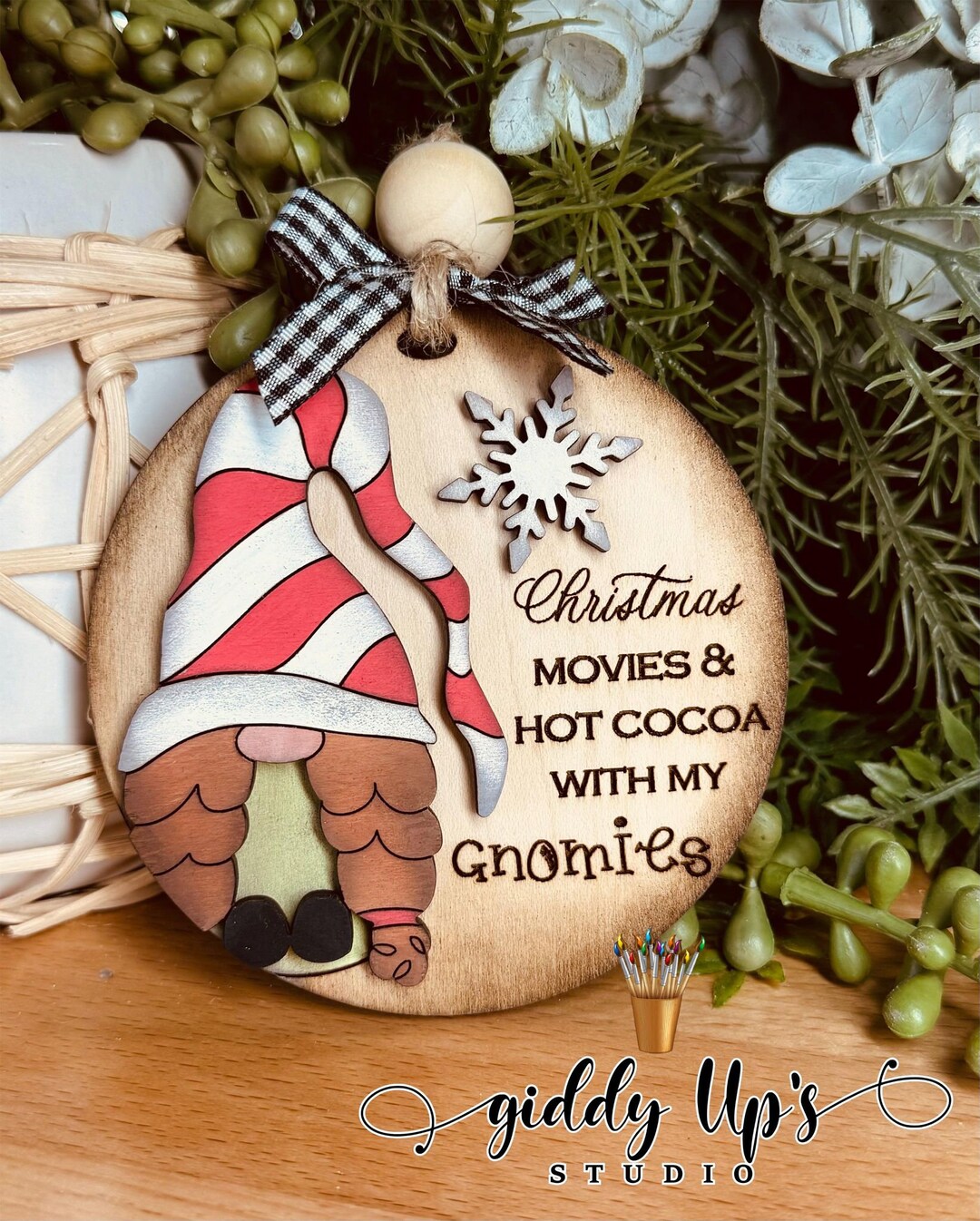 Gnome Christmas Ornament SVG File Glowforge Christmas SVG Files - Etsy