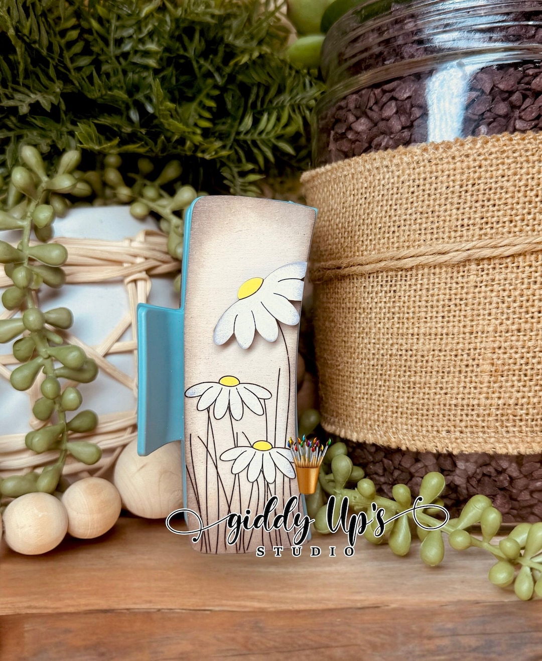 Daisy Flower Hair Clip SVG: Laser Cut File for 4" Clip - Etsy