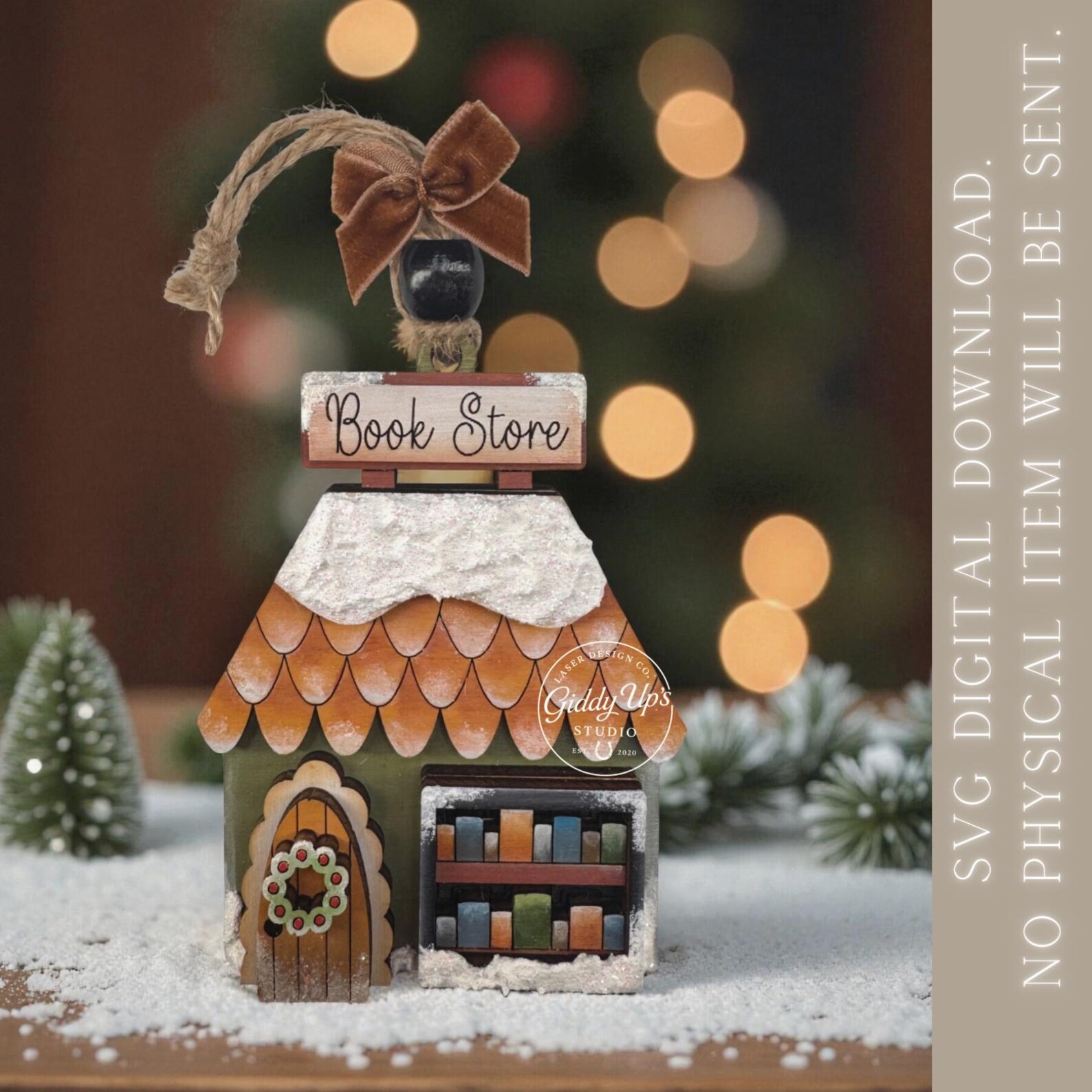 Book Store Ornament SVG File | Christmas Village Glowforge SVG File ...