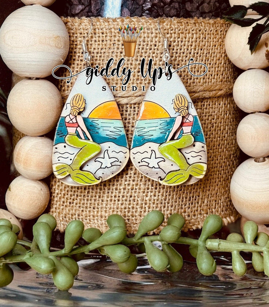 Mermaid Beach Earring SVG File Designs Glowforge Summer SVG File ...