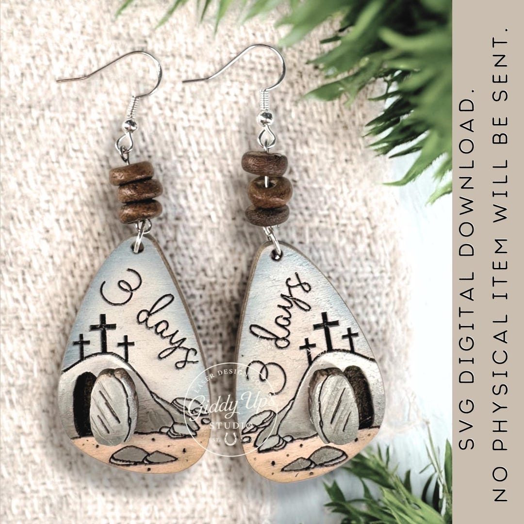 Easter 3 Days Earring SVG: Jesus Risen Design (glowforge Files) - Etsy
