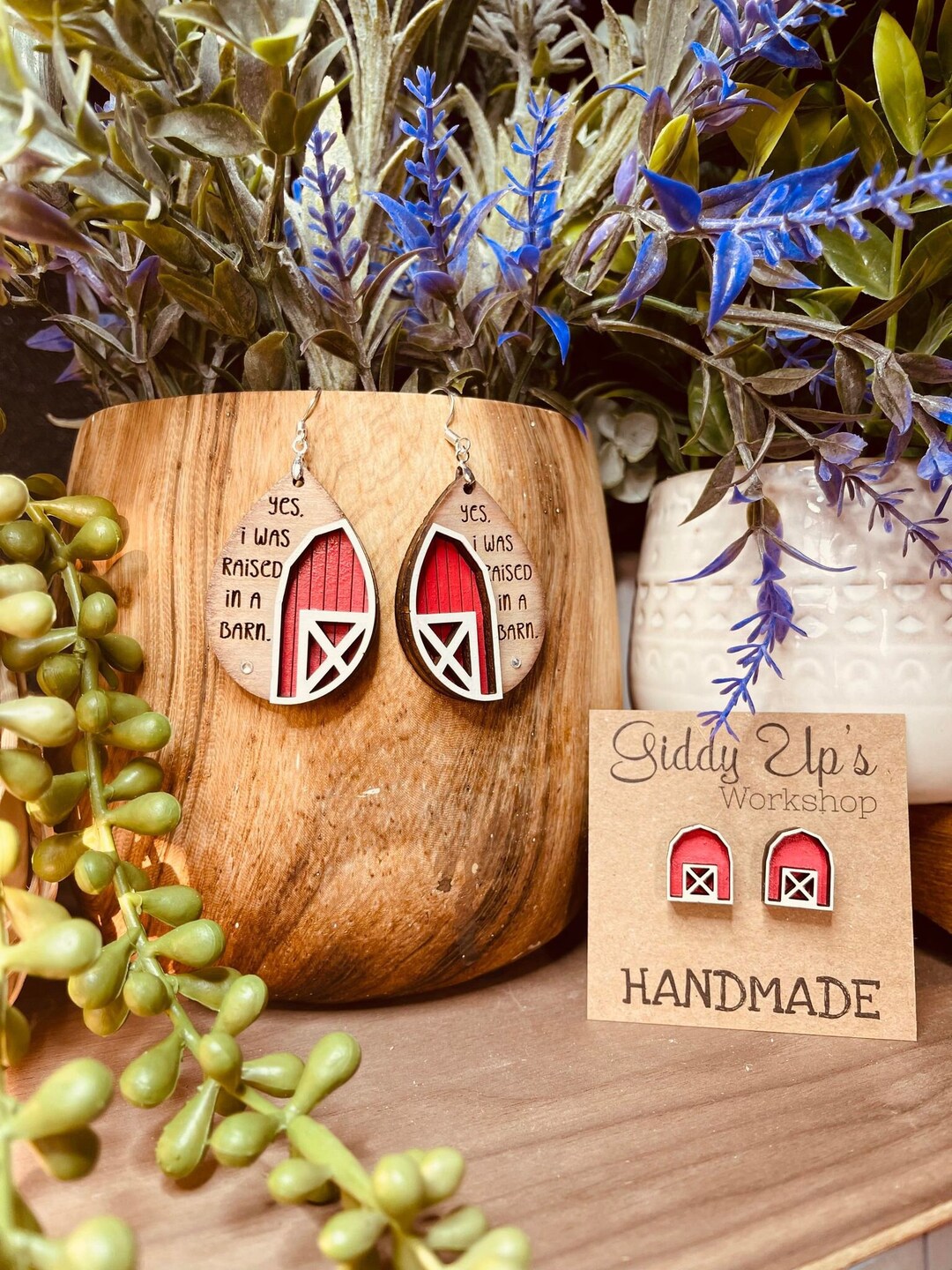 Red Barn Earring SVG Laser Cut File Glowforge Earrings Raised in a Barn ...