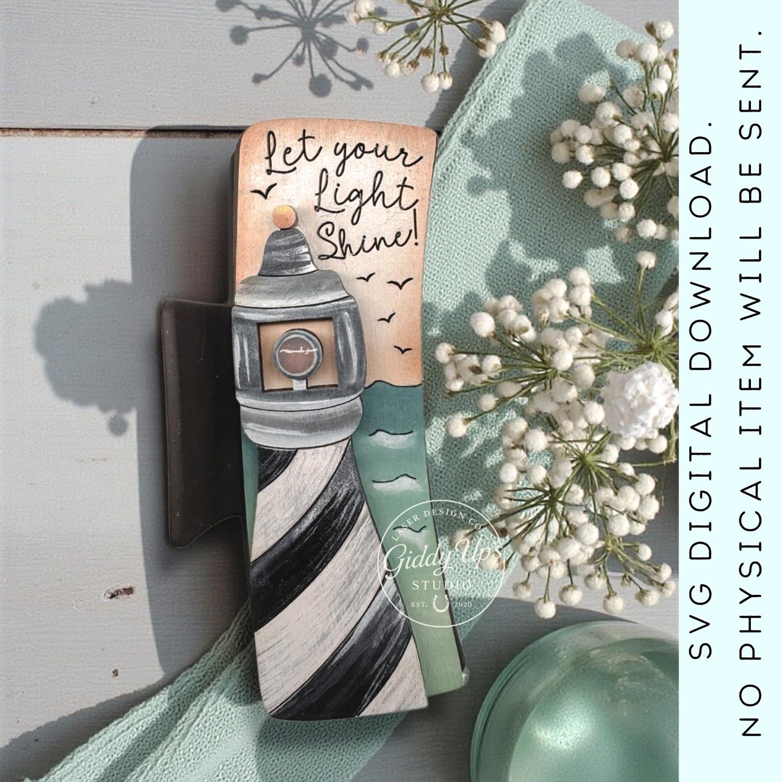 Lighthouse Hair Clip SVG File: Laser Cut Design | 4" Instant Download ...