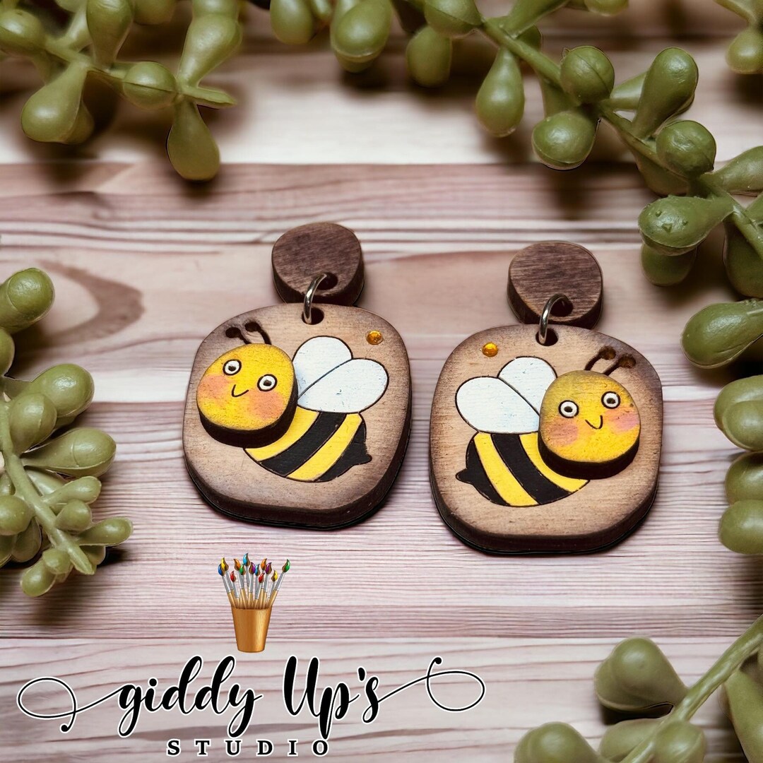 Bee Earring SVG Laser Cut File: Summer Earrings, Glowforge File - Etsy