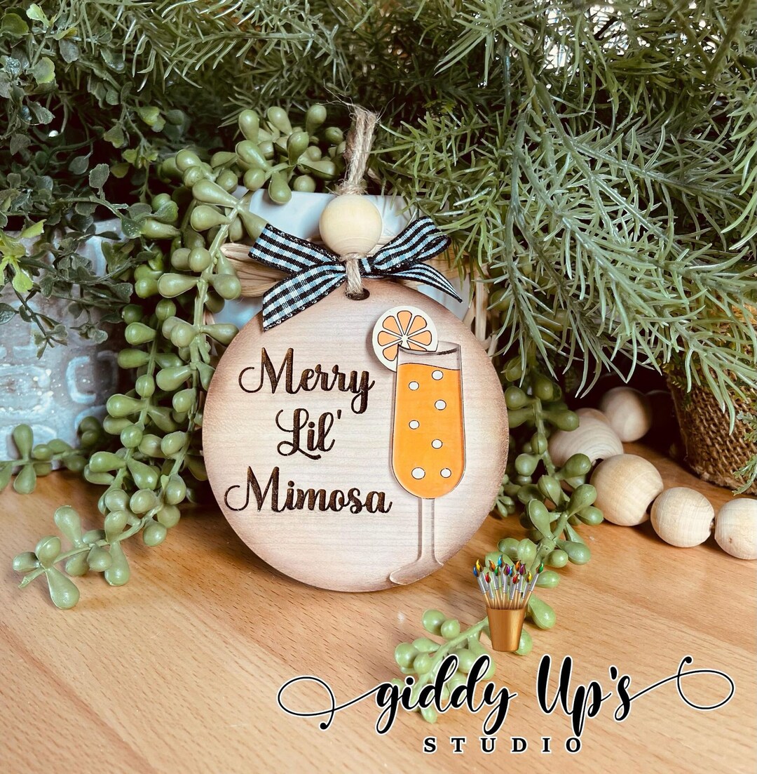 Mimosa Christmas Ornament SVG File Glowforge Christmas Ornaments - Etsy
