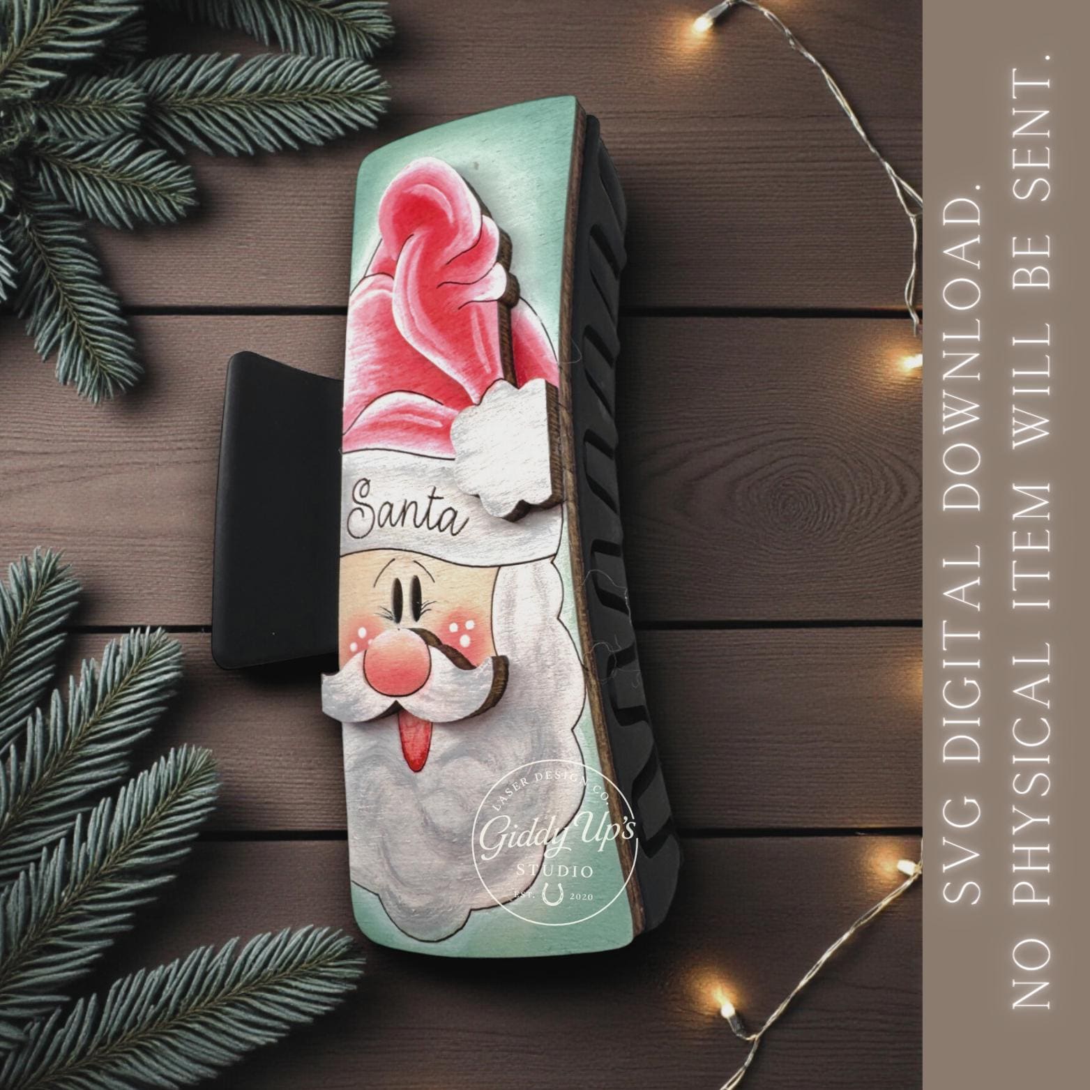 Santa Hair Clip SVG Design: Christmas Claw Clip File | Giddyupsstudio ...