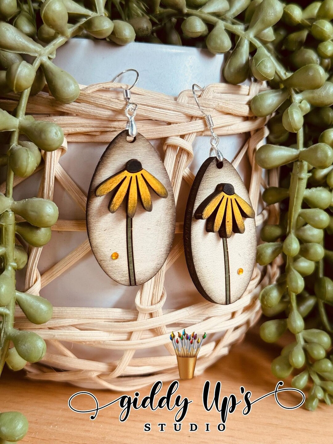 Flower Earring SVG Laser Cut File black Eyes Susan Earrings SVG Laser ...