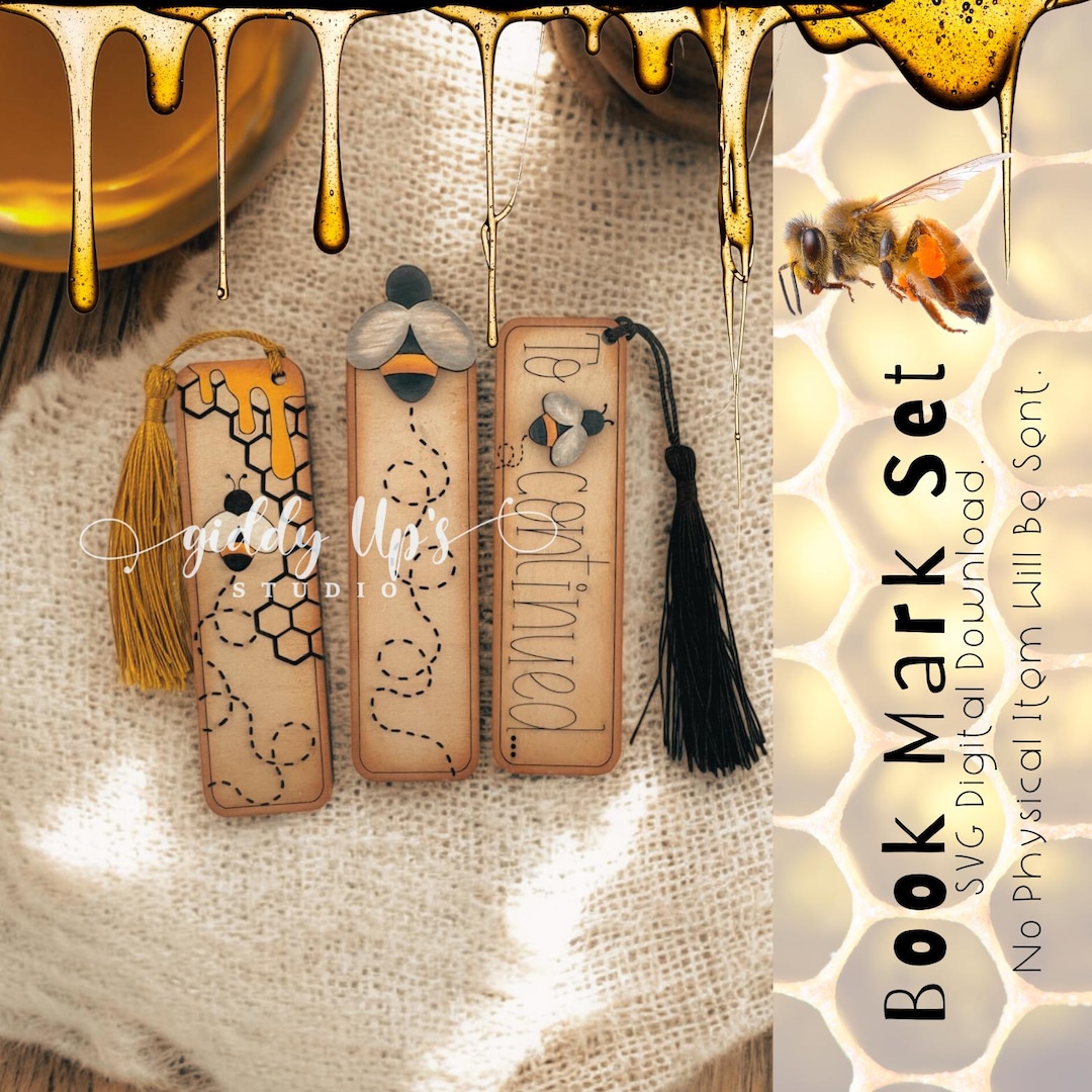 Bee Bookmark SVG: Laser Cut Reader Bookmark Designs (digital Download ...
