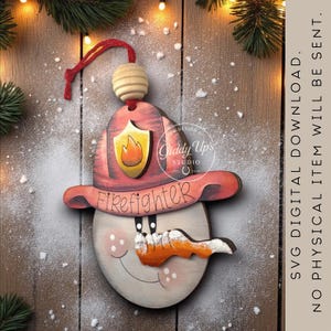 Firefighter Snowman Christmas Ornament SVG File - Glowforge Laser Cut ...