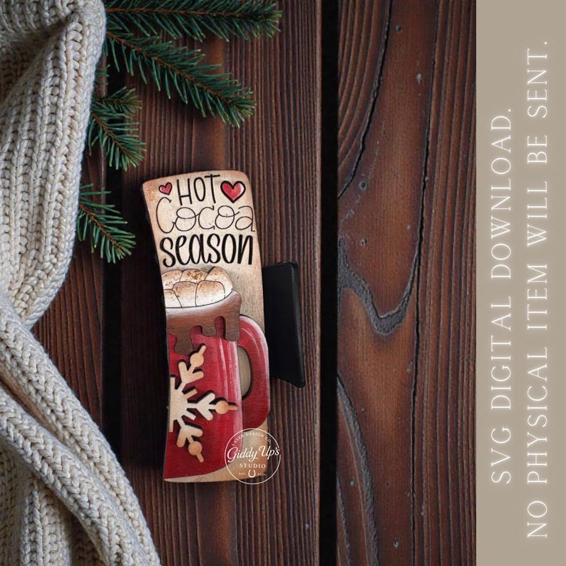 Hot Cocoa Hair Clip SVG File: 4" Christmas Festive Design - Etsy