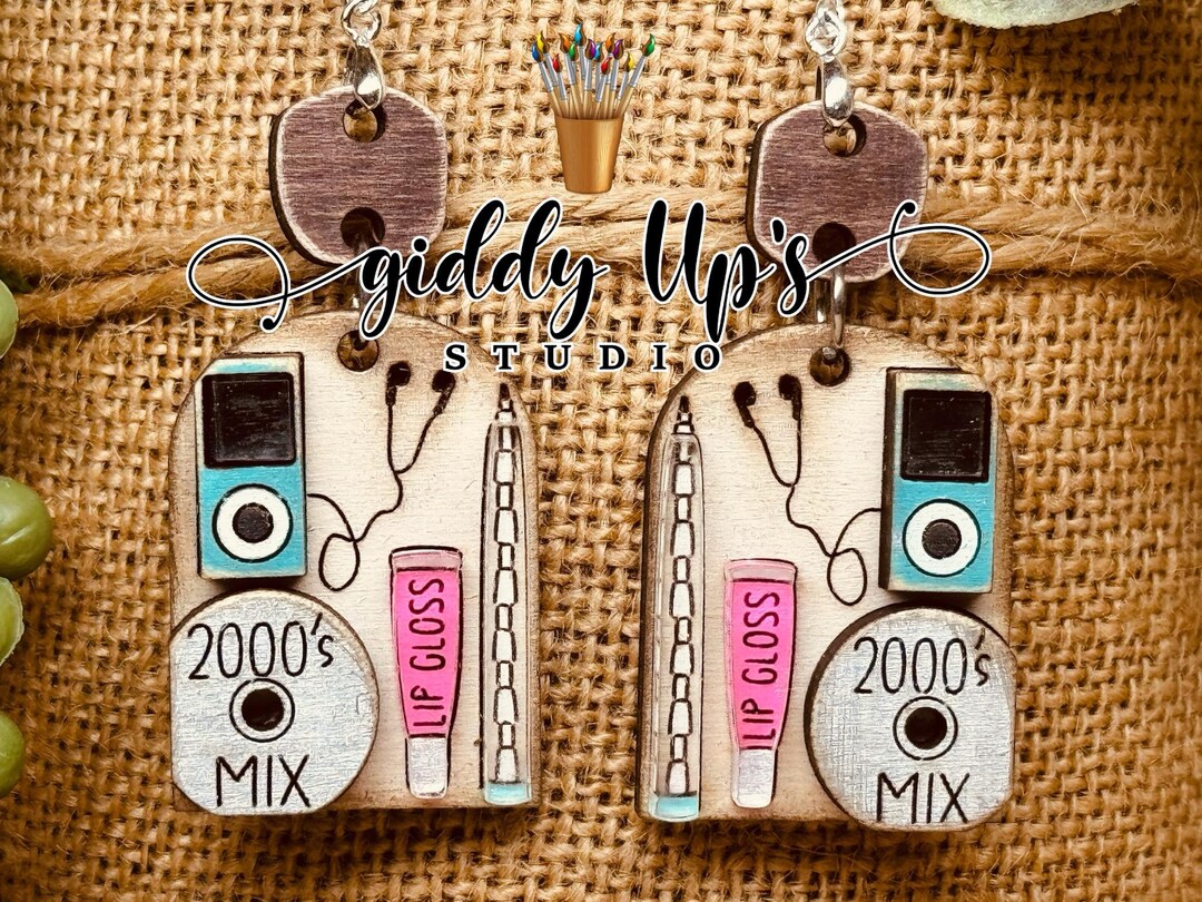 2000's Baby Earring SVG Laser Cut File 2000 Earrings Glowforge Hair ...