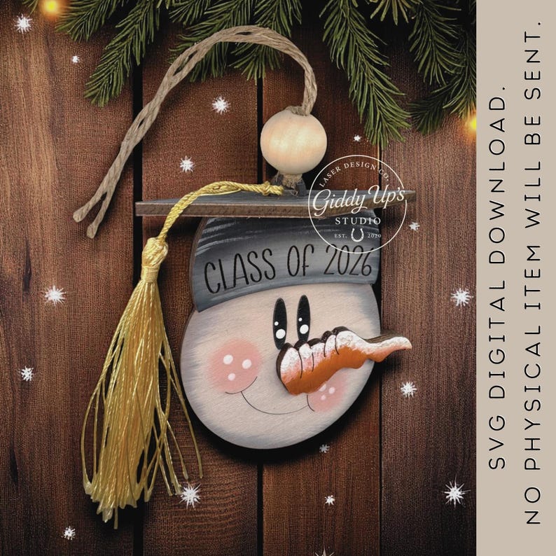 Graduation Snowman Christmas Ornament SVG File - Glowforge Laser Cut ...