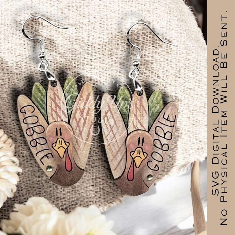 Turkey Earring Laser Cut File: Thanksgiving SVG Design (digital ...