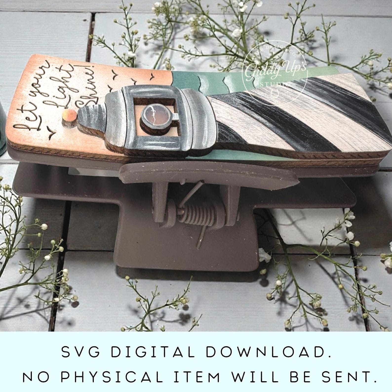 Lighthouse Hair Clip SVG File: Laser Cut Design | 4" Instant Download ...
