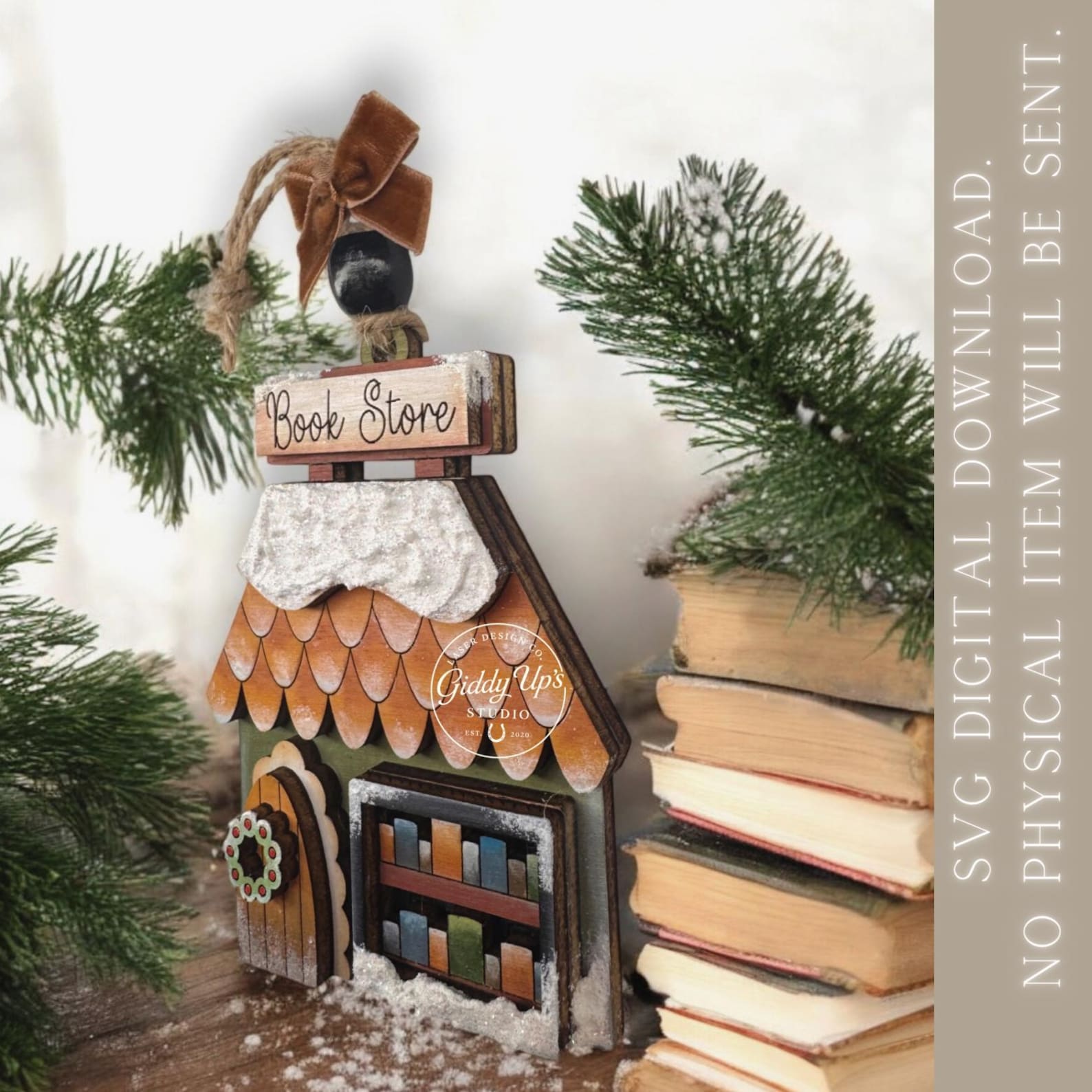Book Store Ornament SVG File | Christmas Village Glowforge SVG File ...