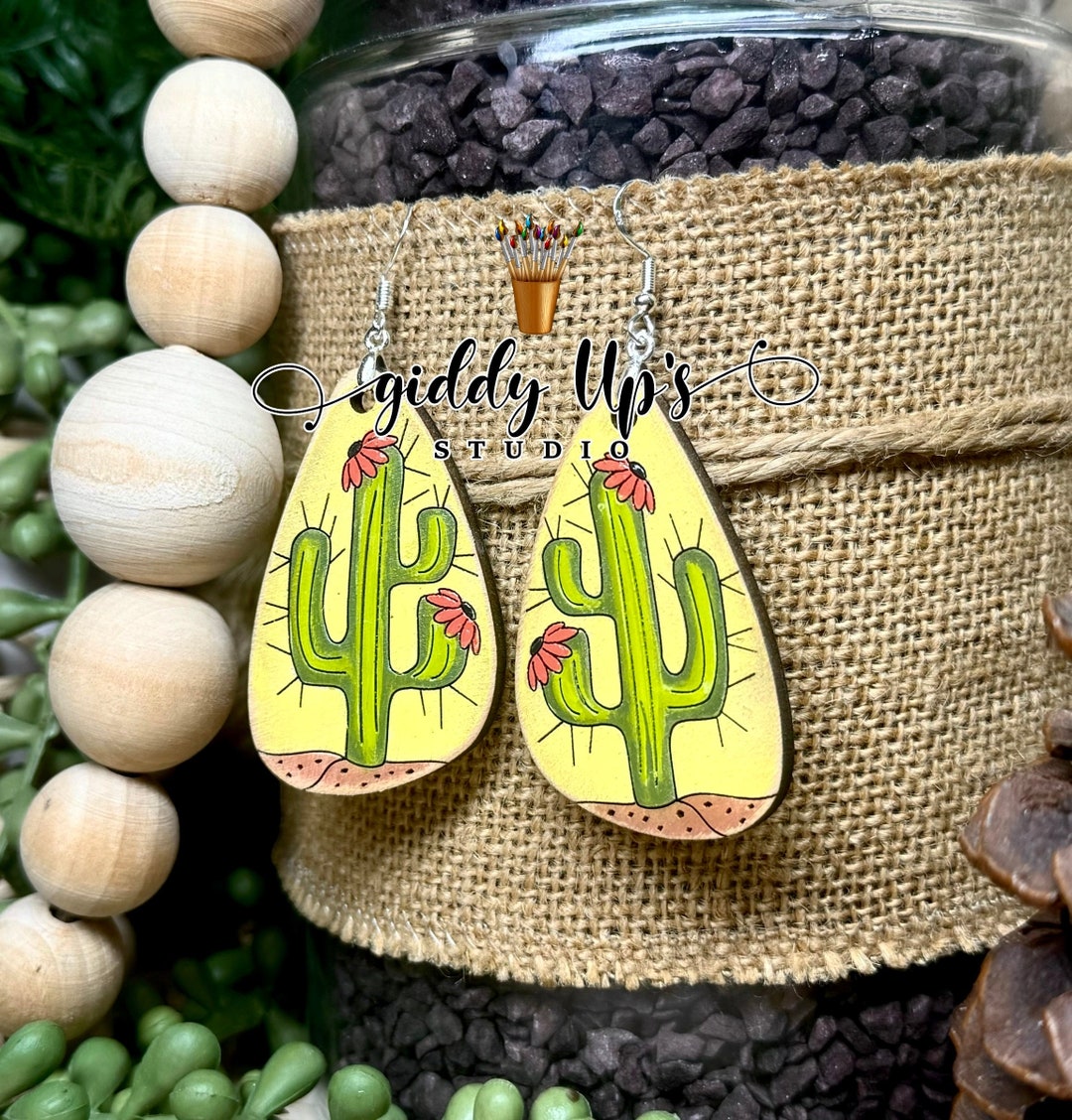 Cactus Earring SVG Designs | Glowforge Cactus Earrings | Cactus SVG ...