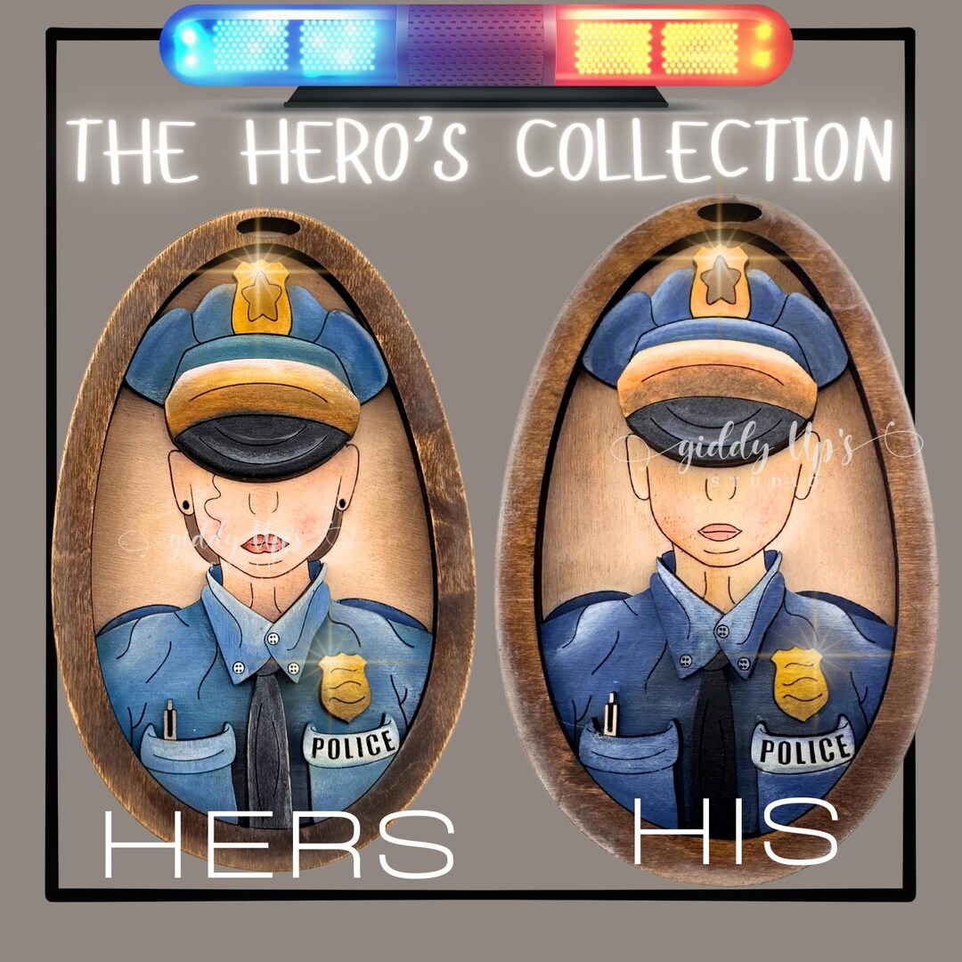 His & Hers Police Ornament SVG File: Law Enforcement Glowforge Design ...