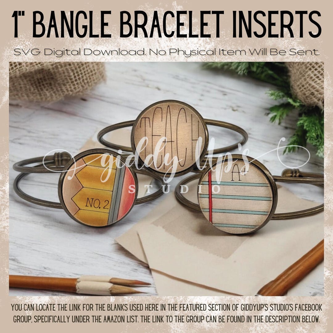 Teacher Bangle and Badge Reel SVG File: Laser Cut Design (digital ...
