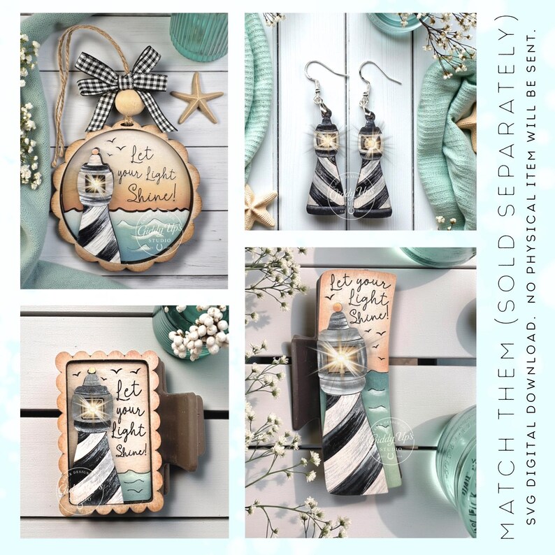 Lighthouse Hair Clip SVG File: Laser Cut Design | 2" Instant Download ...
