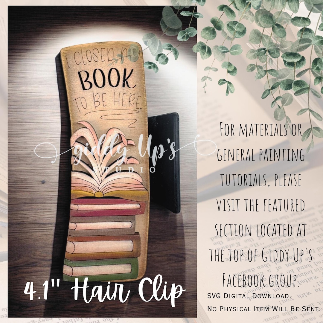 Reading Bookworm Hair Clip SVG File: Laser Cut Design (4") - Etsy