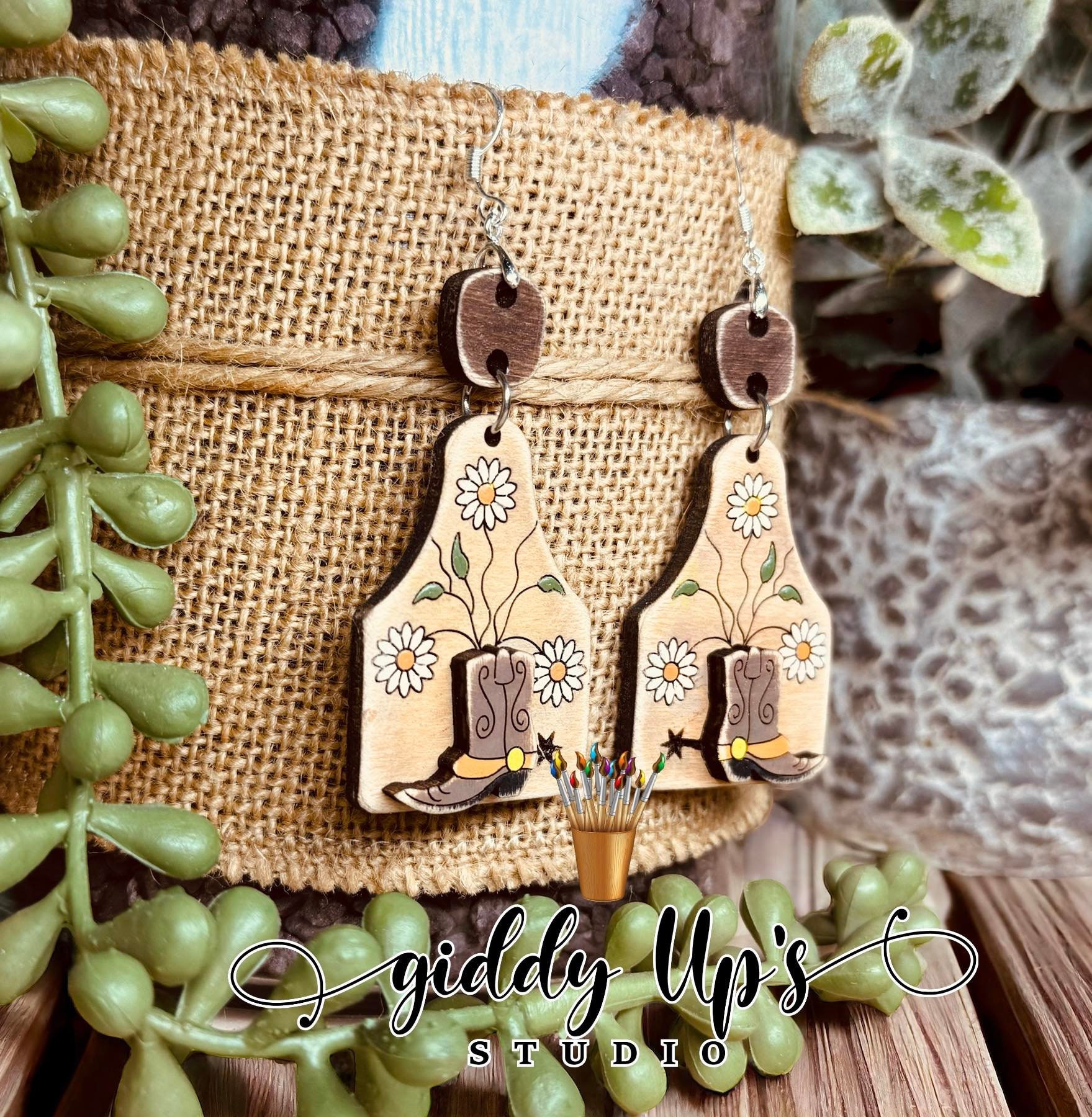 Cowboy Boot With Flowers SVG Earring: Laser Cut File - Etsy