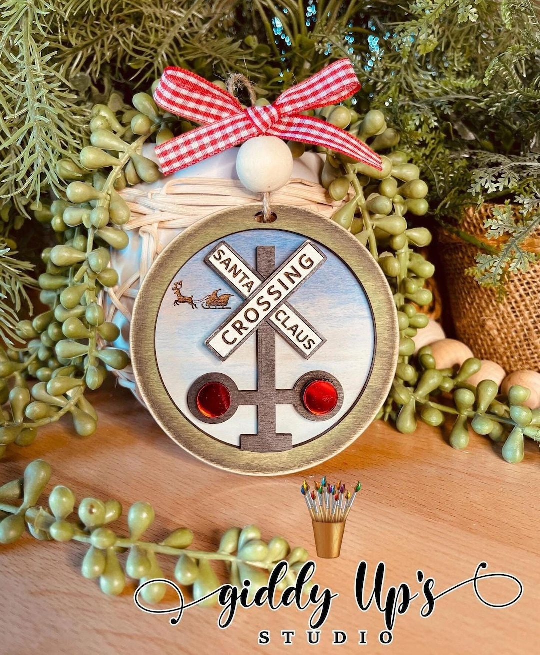 Santa Claus Crossing SVG Ornament | Glowforge Christmas Files | Santa ...