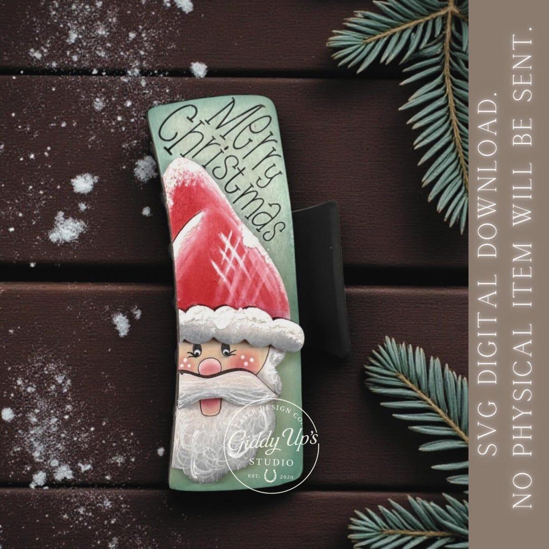 Santa Claus Hair Clip SVG Design: Christmas Claw Clip File - Etsy