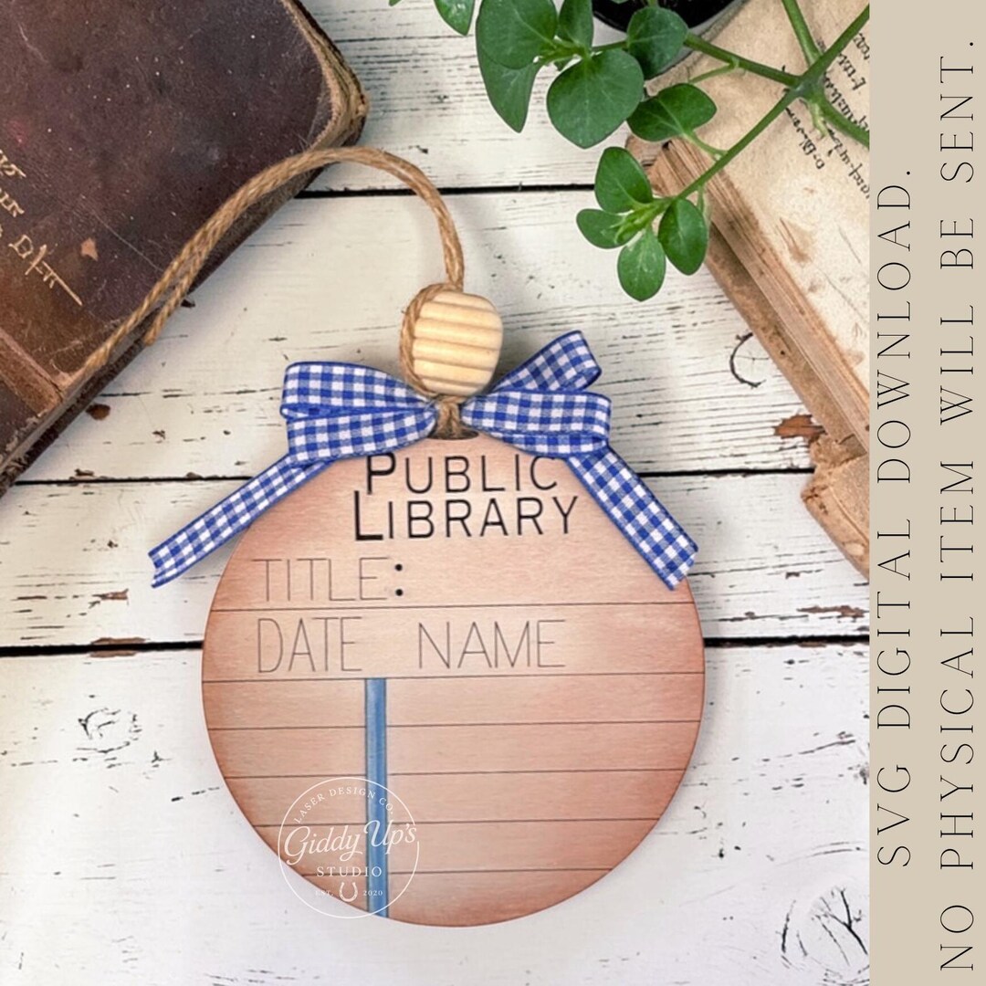Library Card Ornament SVG File: Laser Cut Book Design - Etsy