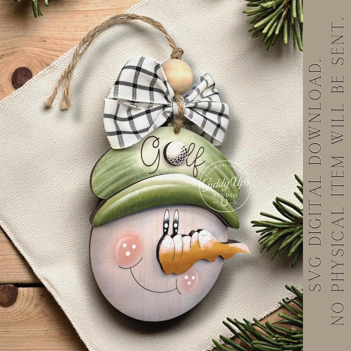 Golf Snowman Christmas Ornament SVG File - Glowforge Laser Cut File - Etsy