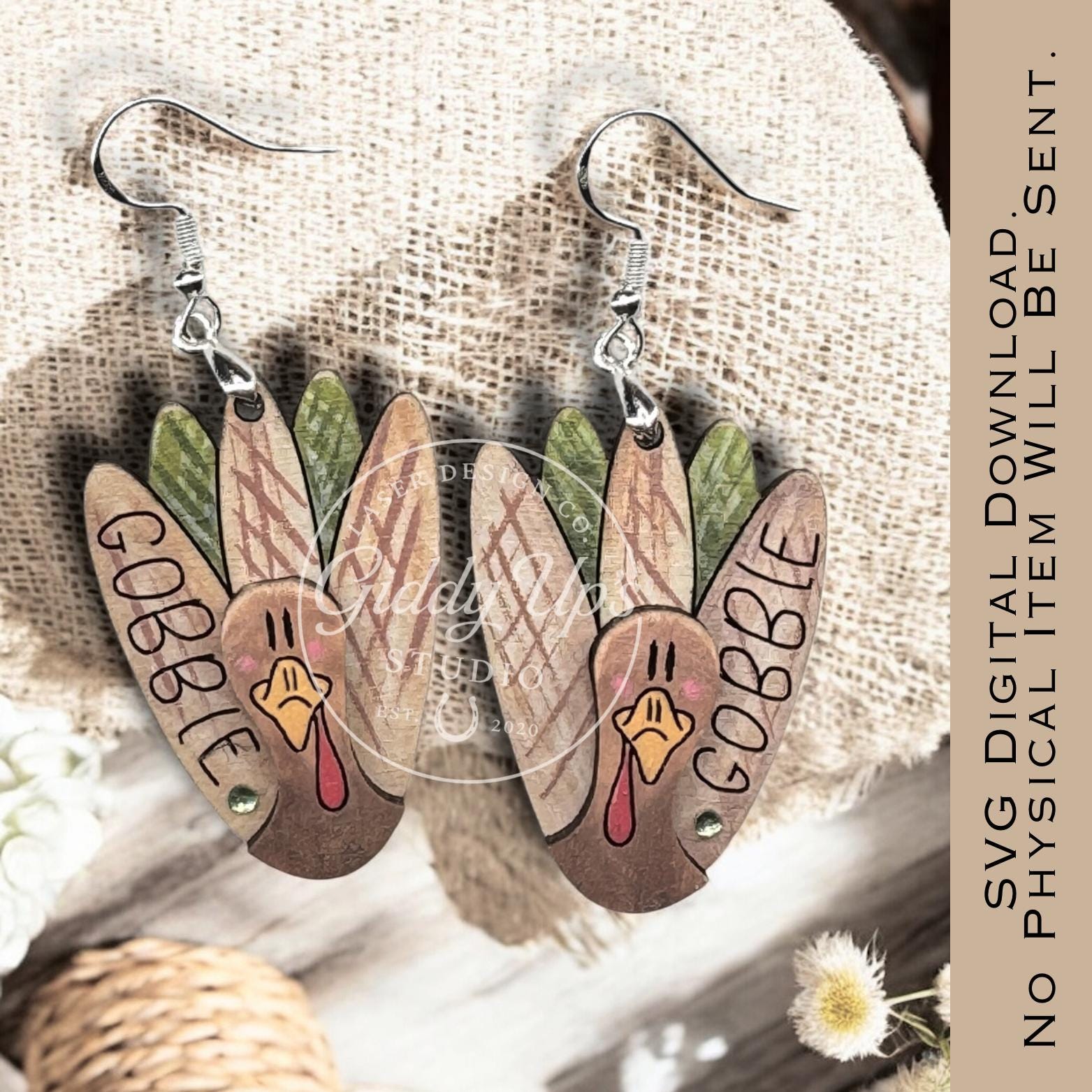 Turkey Earring Laser Cut File: Thanksgiving SVG Design (digital ...
