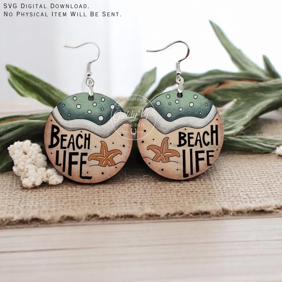 Beach Earring SVG Laser Cut File: Ocean Digital Download - Etsy