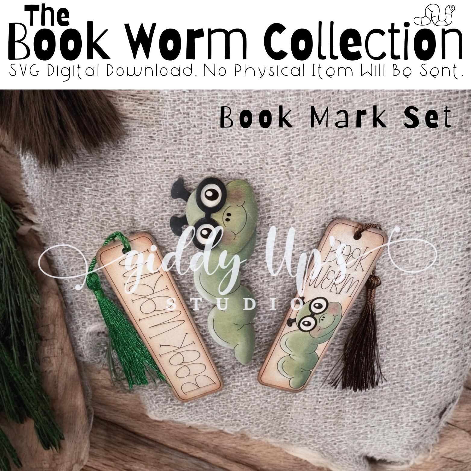 Bookworm Bookmark SVG File: Laser Cut Reader Design (digital Download ...
