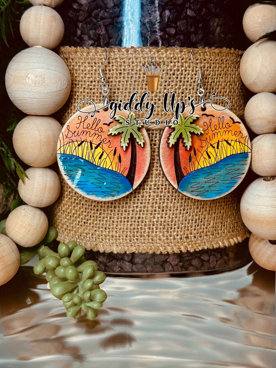 Sunset Beach Earring SVG | Beach Ocean Sea SVG Gifts | Glowforge Ocean ...