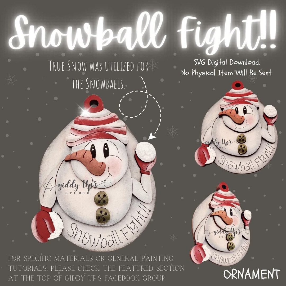 Snowman Snowball Fight Ornament SVG File | Glowforge Christmas - Etsy