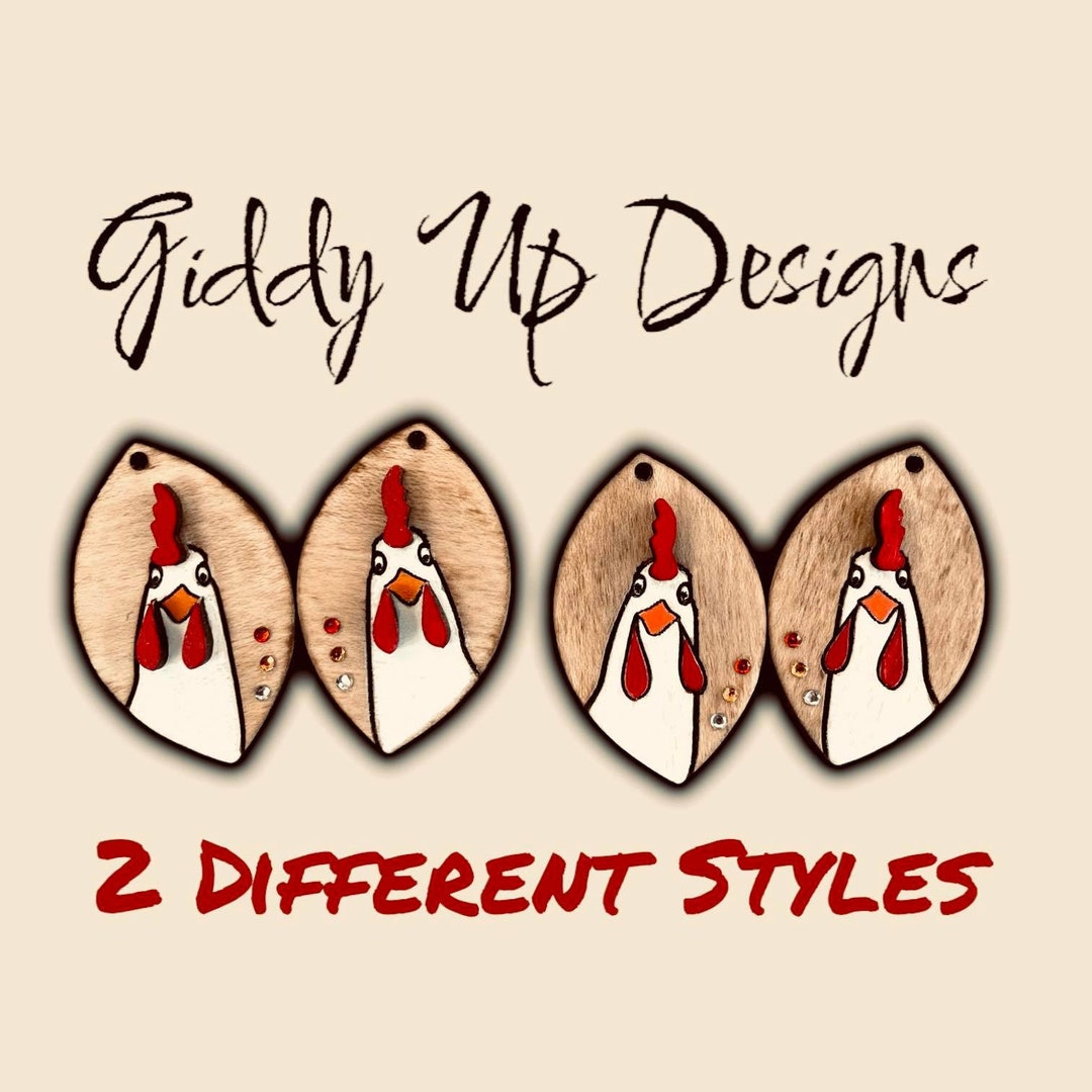 Chicken Earring Bundle SVG | Glowforge Chicken Digital Design Download ...