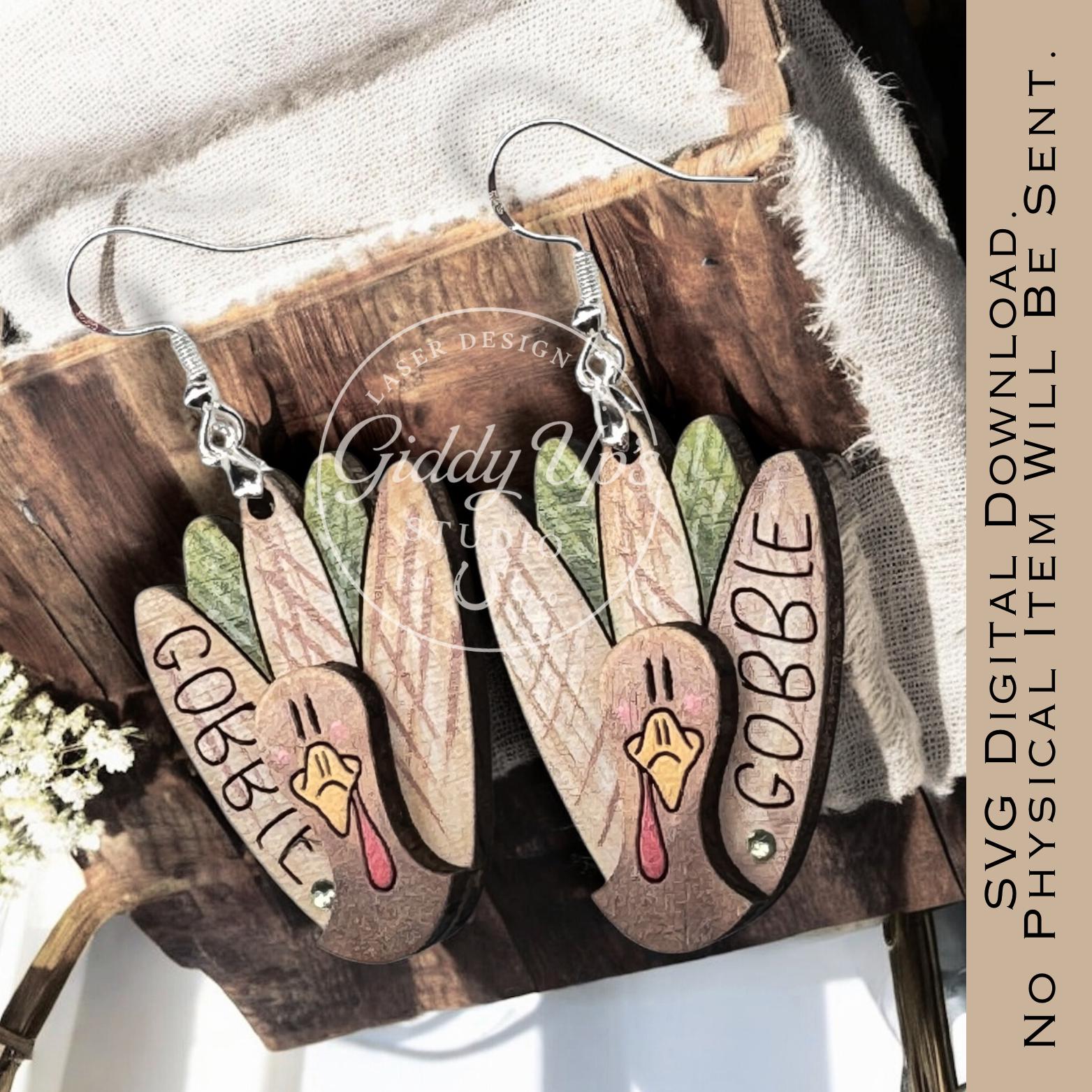 Turkey Earring Laser Cut File: Thanksgiving SVG Design (digital ...