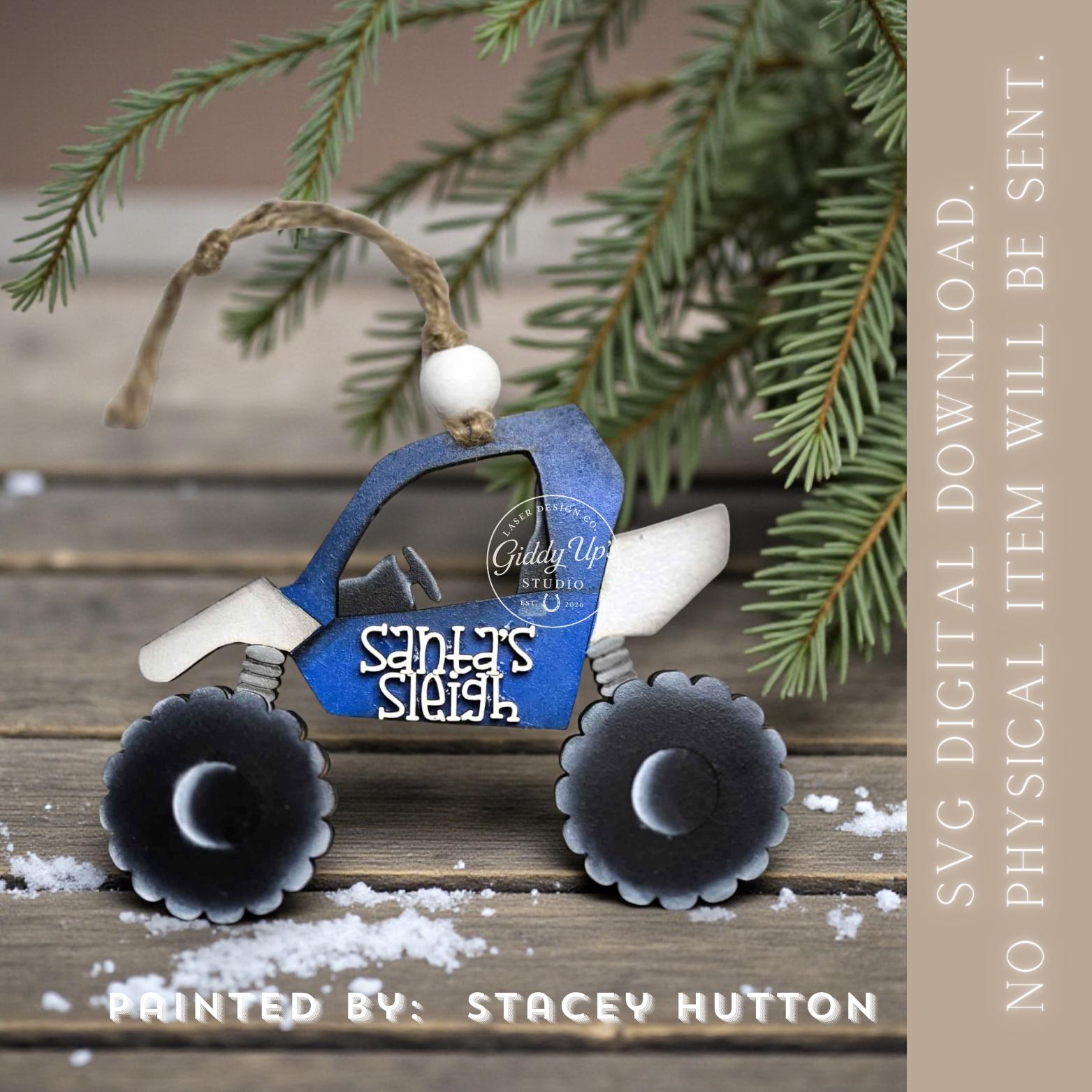 Side by Side SVG Ornament: Glowforge ATV Christmas Design File - Etsy