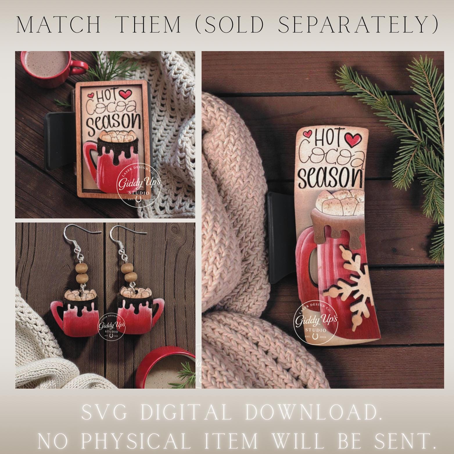 Hot Cocoa Hair Clip SVG File: 4" Christmas Festive Design - Etsy