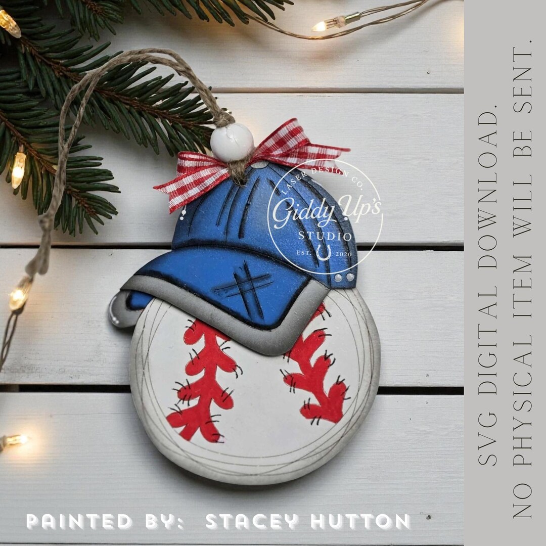 Glowforge Baseball Hat Ornament SVG: Sports Christmas Ornament (digital ...