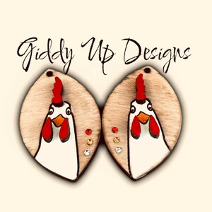 Chicken Earring SVG Rooster Earring SVG File Glowforge Laser Cut File ...