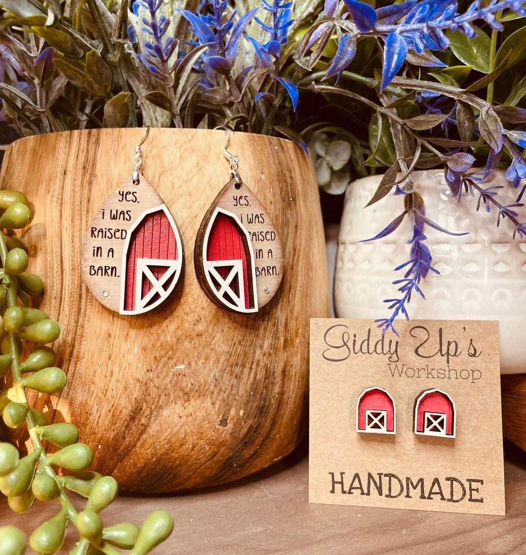 Red Barn Earring SVG | Laser Cut File | Glowforge Earrings | Barn SVG ...