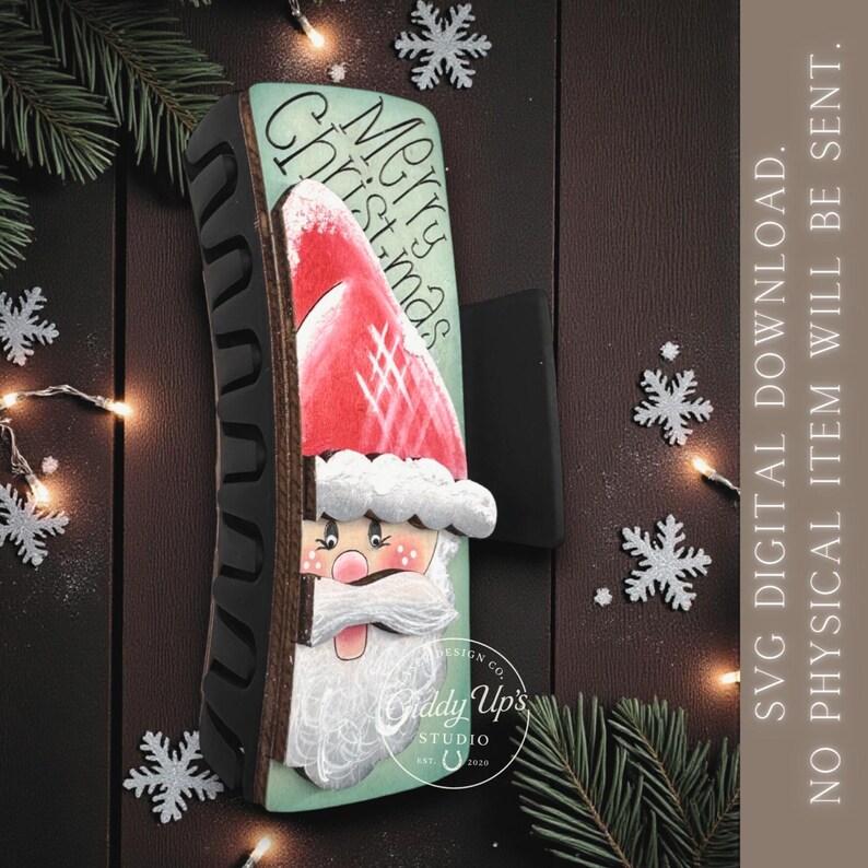 Santa Claus Hair Clip SVG Design: Christmas Claw Clip File - Etsy